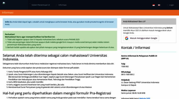 pra-registrasi.ui.ac.id - Pra-Registrasi - Informasi - Pra Registrasi Ui