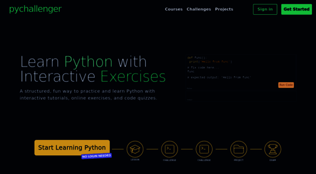 pychallenger.com - Python Exercises Online | Lear... - Pychallenger