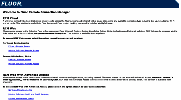 rcm.fluor.com - Fluor Remote Connection Manage... - Rcm Fluor