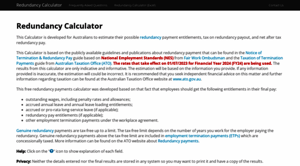 redundancypaymentcalculator.com.au - Redundancy Calculator - Redundancy Payment Calculator