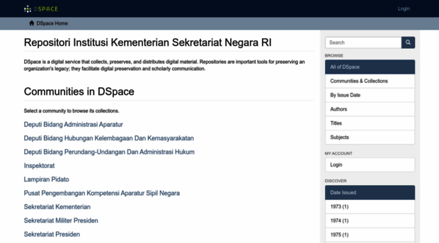 repositori.setneg.go.id - DSpace Home - Repositori Setneg