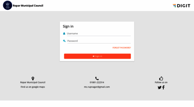 ropar.lgpunjab.gov.in - eGov Urban Portal Login - Ropar Lgpunjab
