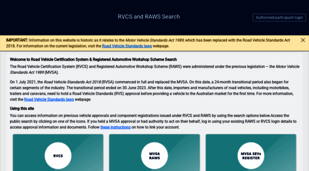 rvcs.infrastructure.gov.au - RAWS RVCS Lookup - RVCS Infrastructure Gov