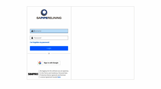 sapipe.simprosuite.com - simPRO Login - sapipe - Sapipe SimPRO Suite