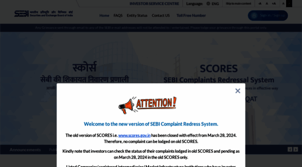 scores.sebi.gov.in - Home - scores.sebi.gov.in - Scores Sebi