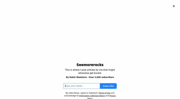 seemorerocks.substack.com - Seemorerocks | Robin Westenra ... - Seemorerocks Substack