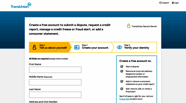 service.transunion.com - Online Personal Credit Reports... - Service ...