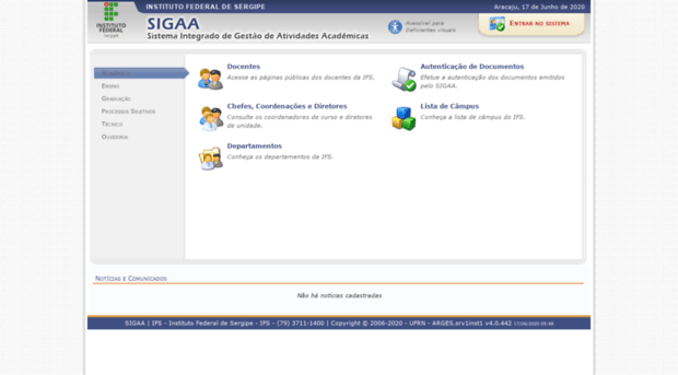 sigaa.ifs.edu.br - SIGAA - Sistema Integrado de G... - SIGAA Ifs