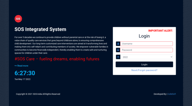 sis.appsosindia.org - Welcome to SOS Integrated Syst... - SIS App SOS India