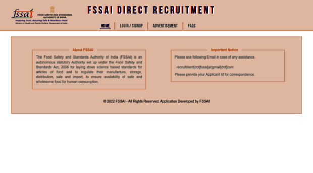 sites.fssai.gov.in - FSSAI - Recruitment Portal - Sites FSSAI