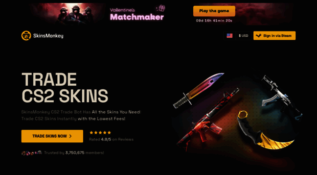 skinsmonkey.com - Trade CS2 (CSGO) Skins ⭐️ Best... - Skins Monkey