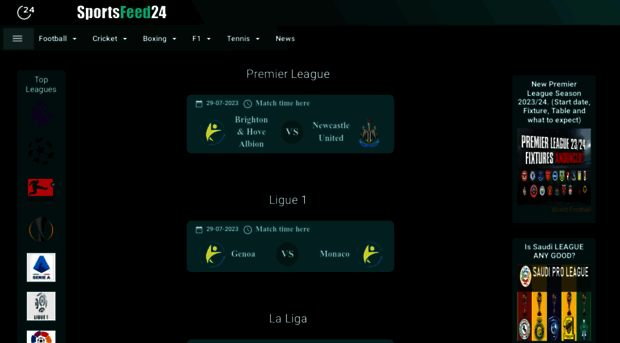 sportsfeed24.com - HD Soccer Streams - High quali... - Sports Feed24