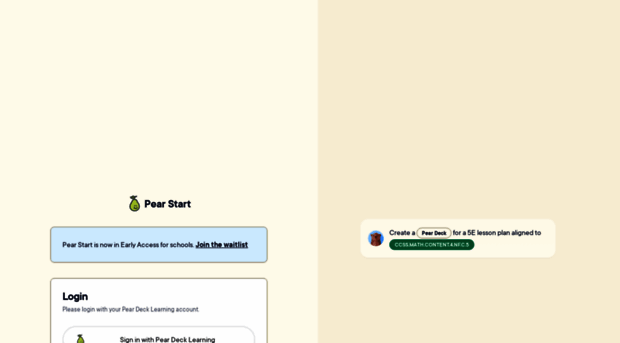 start.peardeck.com - Login - Pear Start - Start Pear Deck
