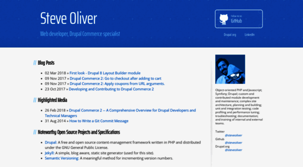 steveoliver.github.io - Steve Oliver | Web developer, ... - Steve Oliver Github