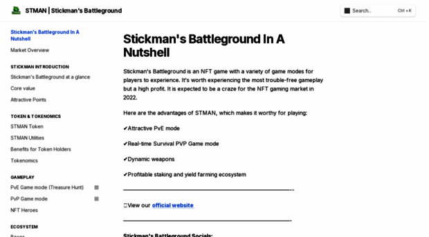 stmangame.gitbook.io - Stickman's Battleground I... - STMAN Game Gitbook