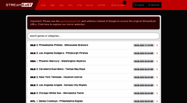 streameast.tw - StreamEast - Live Sports Strea... - Stream East