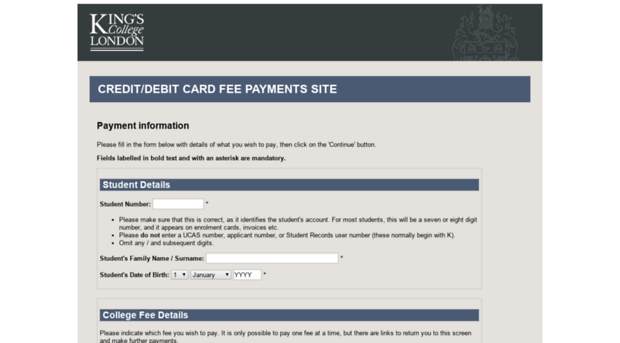 studentfees.kcl.ac.uk - King's College London - Card P... - Studentfees Kcl