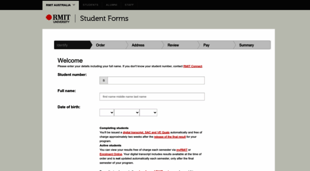 studentforms.rmit.edu.au - StudentForms - RMIT - Student Forms RMIT