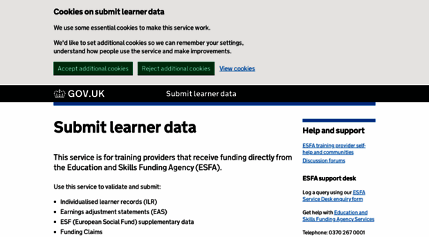 submit-learner-data.service.gov.uk - Submit learner data - Submit Learner Data Service