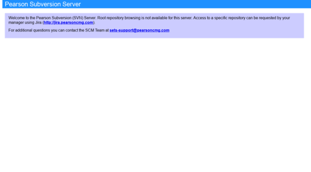 subversion.pearsoncmg.com - Pearson Subversion Server - Subversion Pearson Cmg