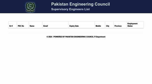 supervisorylist.pec.org.pk - Supervisory List - Supervisory List Pec