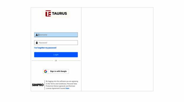 taurus.simprosuite.com - simPRO Login - taurus - Taurus SimPRO Suite