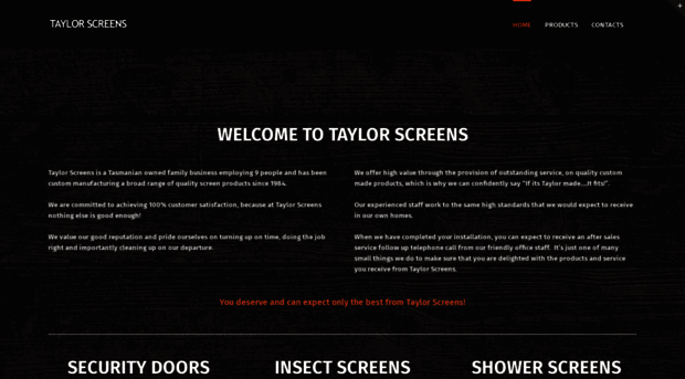 taylorscreens.com.au - Taylor Screens – Quality Produ... - Taylor Screens