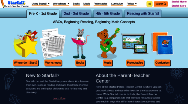 teach.starfall.com - Parent-Teacher Center | Starfa... - Teach Starfall