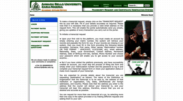 transcript.abu.edu.ng - Ahmadu Bello University, Zaria... - Transcript Abu