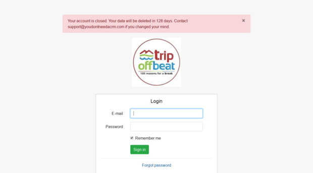 tripoffbeat.nocrm.io - Login - Tripoffbeat Nocrm