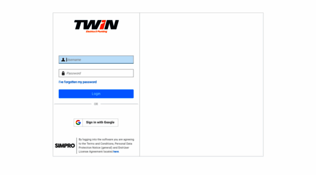 twinelectrics.simprosuite.com - simPRO Login - twinelectrics ...