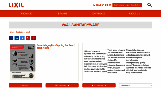 vaal.lixil.co.za - Vaal Sanitaryware | Lixil Afri... - Vaal Lixil