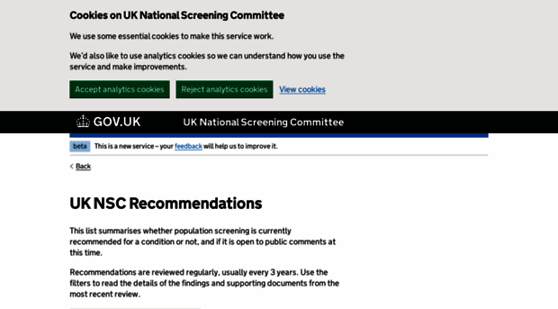 view-health-screening-recommendations.service.gov.uk - Recommendations ...