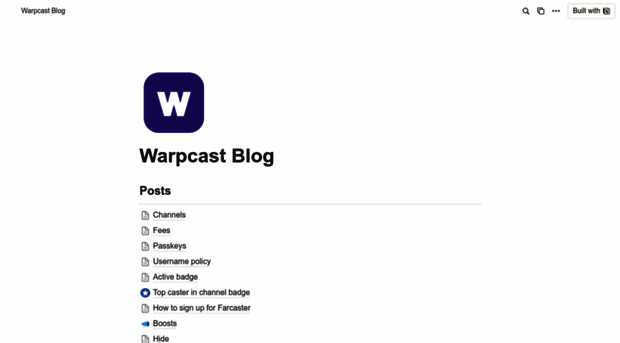 warpcast.notion.site - Warpcast Blog | Notion - Warpcast Notion