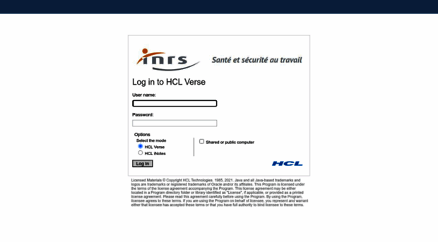 webmail.inrs.fr - HCL iNotes Login - Webmail Inrs