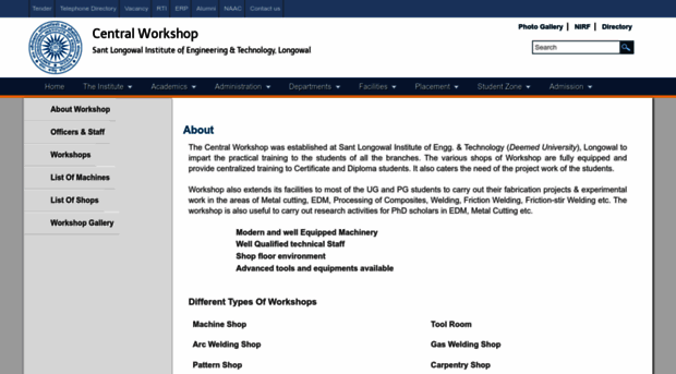 workshop.sliet.ac.in - Central Workshop - Workshop Sliet